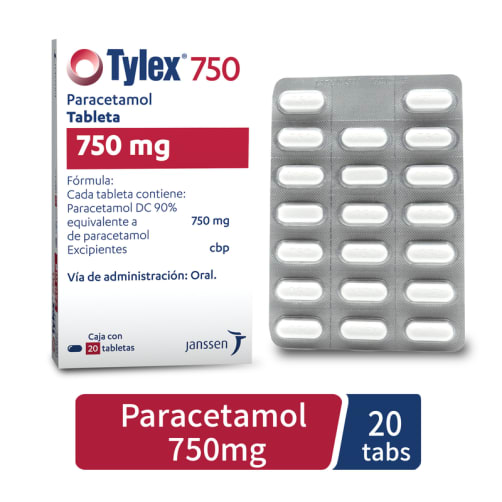 Compra Tylex 750 paracetamol 750 mg con 20 tabletas en Prixz