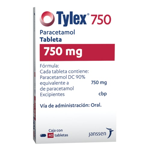 Compra Tylex 750 paracetamol 750 mg con 40 tabletas en Prixz