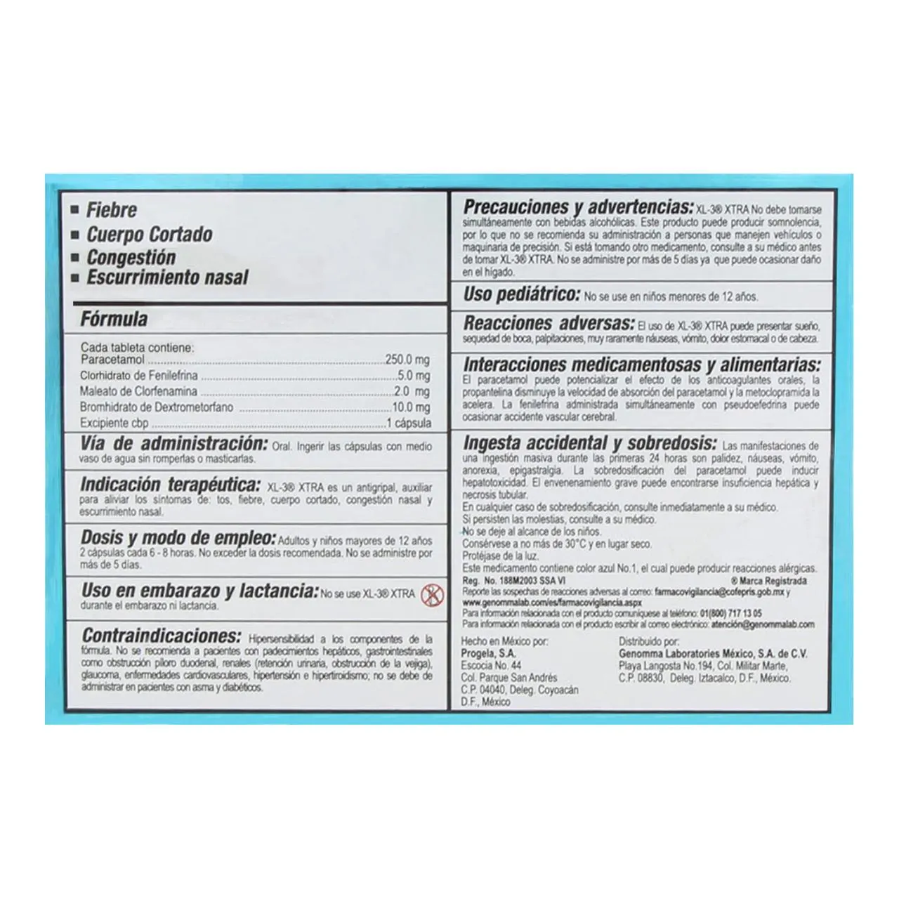 Xl-3 Xtra 250/5/2/10 Mg Con 12 Cápsulas - Compra en Prixz