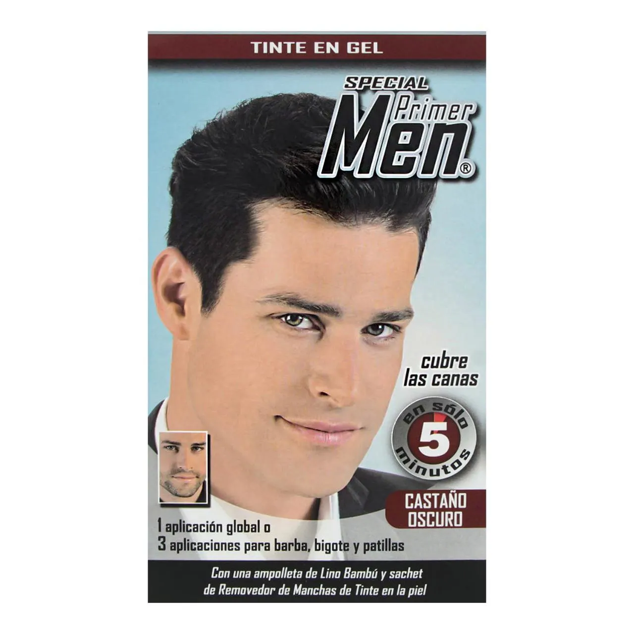 Tinte en gel special primer men color castaño oscuro con lino bambú 8 ...