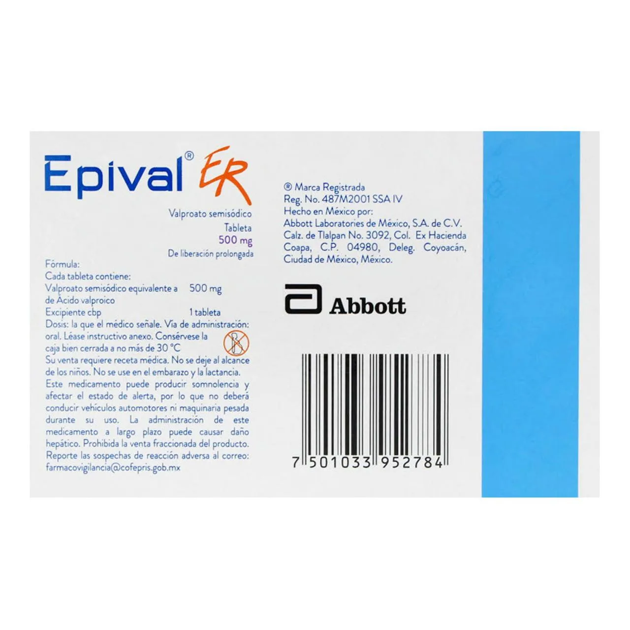 Epival Er 500 Mg Con 30 Tabletas - Compra en Prixz