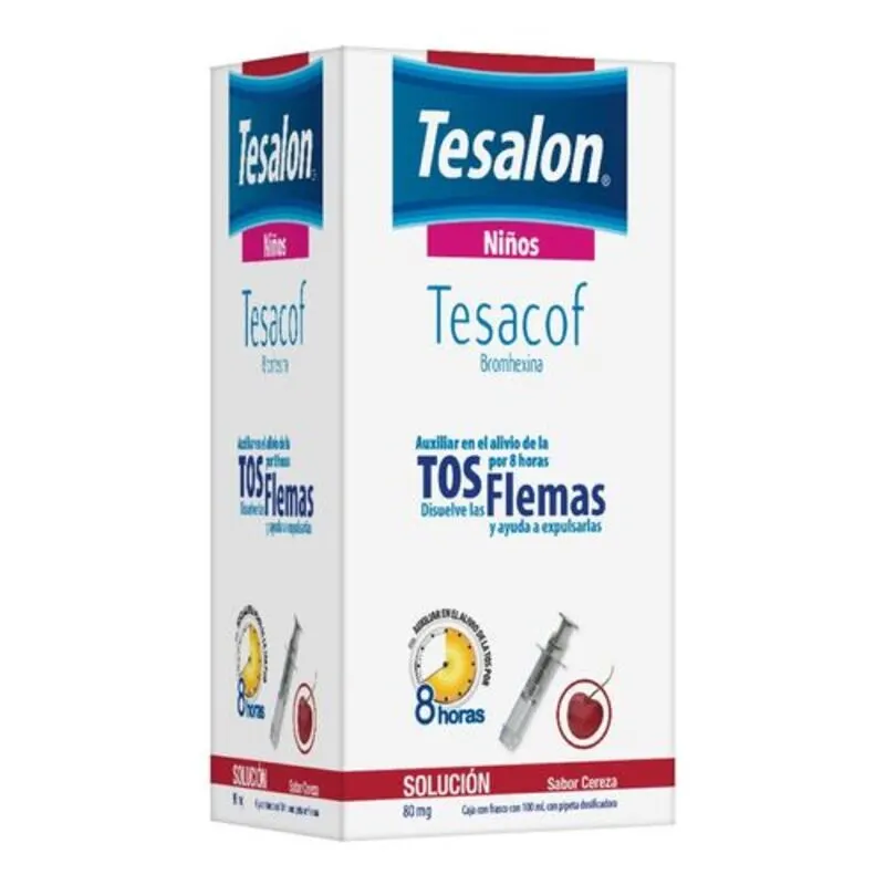 Tesalon Tesacof Niños 80 Mg Con 100 Ml De Solución Sabor Cereza ...