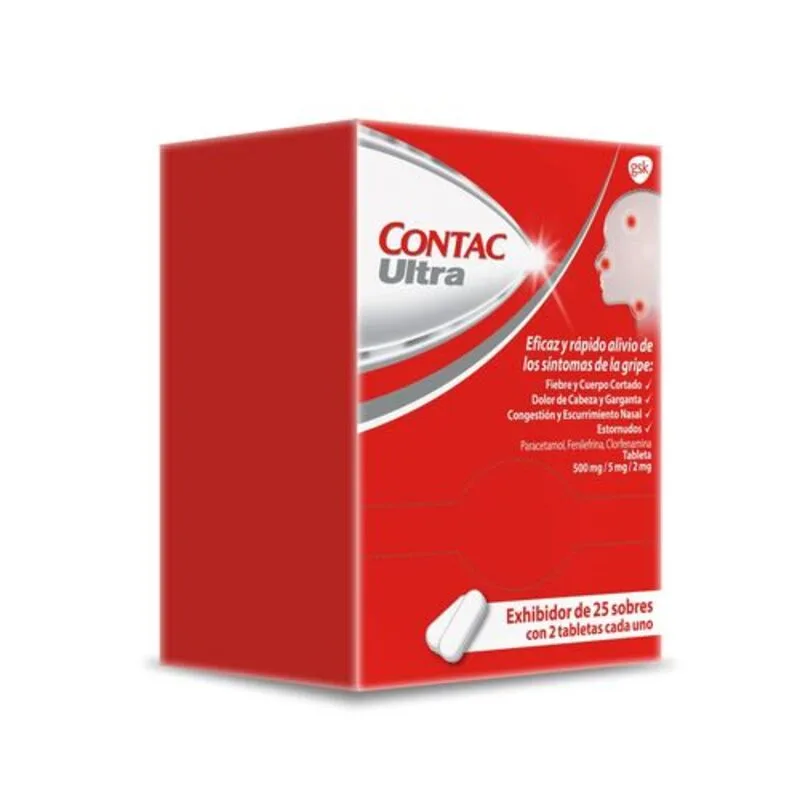 Contac Ultra Exhibidor De 25 Sobres Con 2 Tabletas C/U - Compra en Prixz