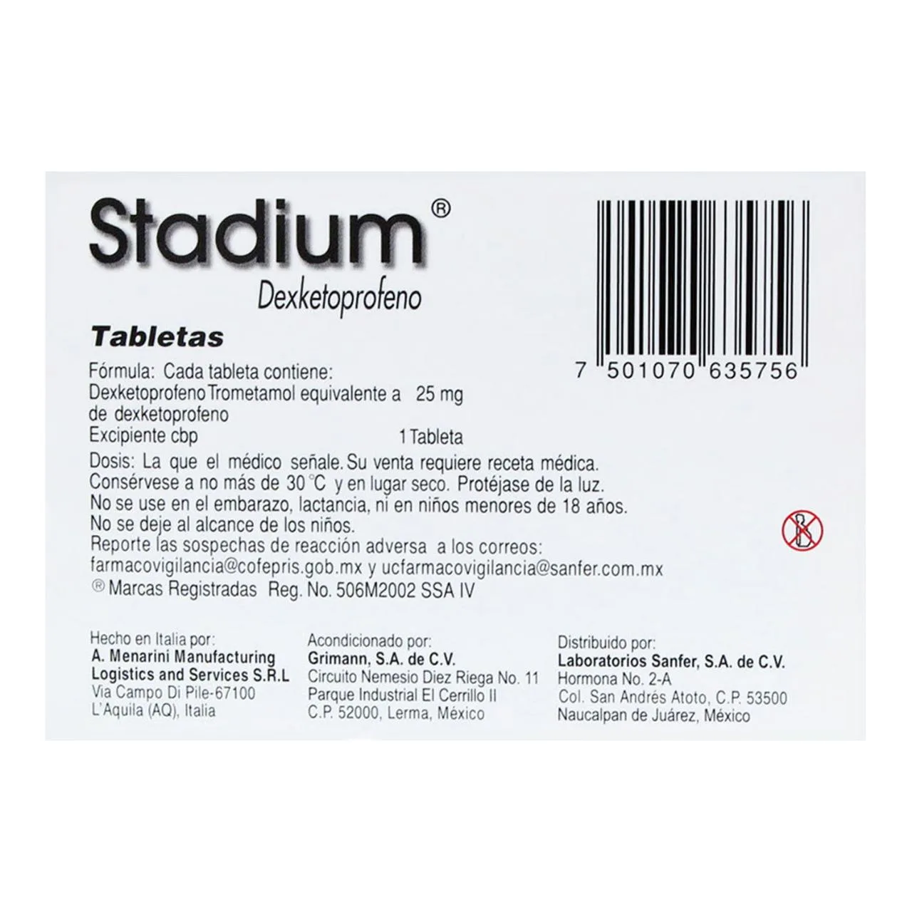 Stadium 25 Mg Con 10 Tabletas - Compra en Prixz