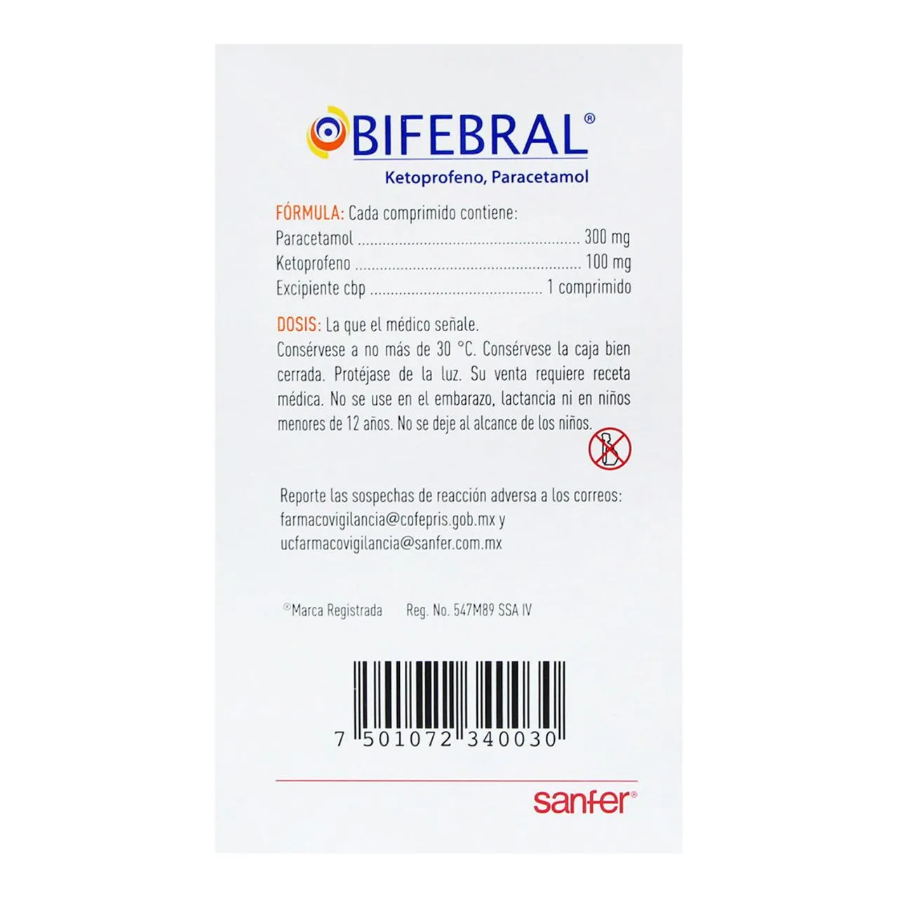 Bifebral 100/300 Mg Con 12 Comprimidos - Compra en Prixz