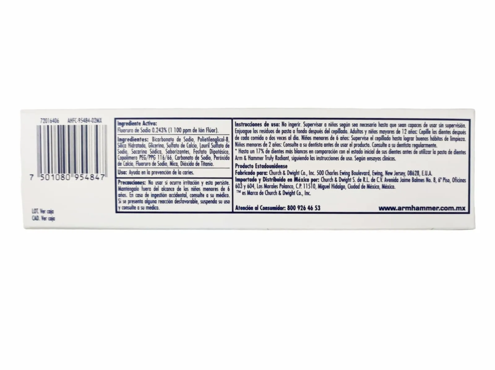 Arm & Hammer Truly Radiant Pasta Dental Anticaries Con 121 G - Compra ...