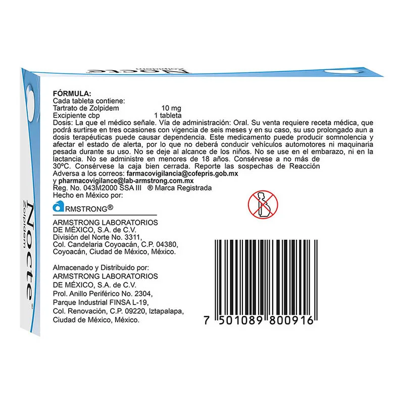 Nocte 10 Mg Con 10 Tabletas - Farmacia Prixz