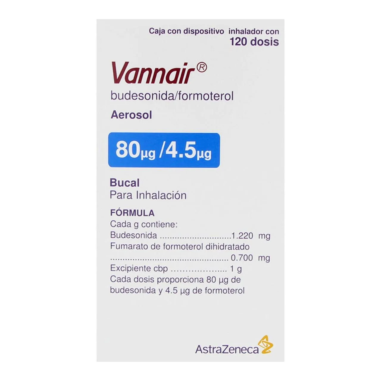 Vannair 80/4.5 Mcg Aerosol Bucal 120 Dosis | Farmacia Online Prixz