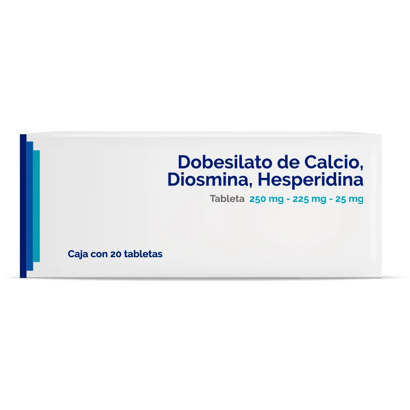 Diosmina Hesperidina Dobesilato de Calcio 250/225/25MG Con 20 Tabletas ...