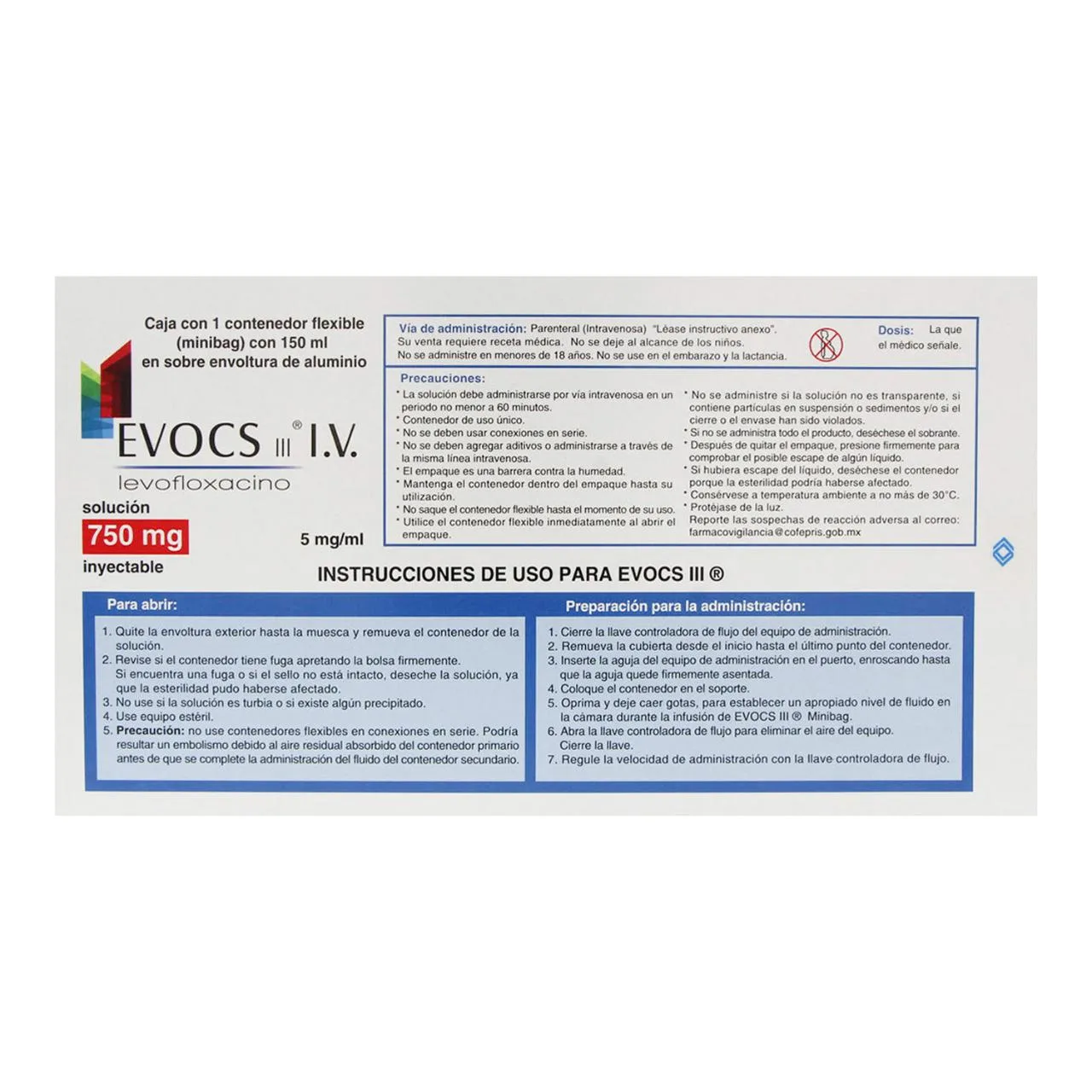 Evocs Iii Iv Minibag 750 Mg Solución Inyectable 150 Ml - Compra en Prixz