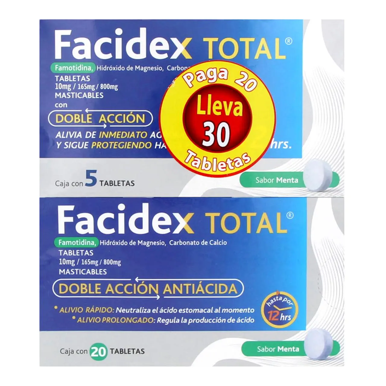 Facidex Total 10/165/800Mg Con 30 Tabletas Masticables Sabor Menta ...