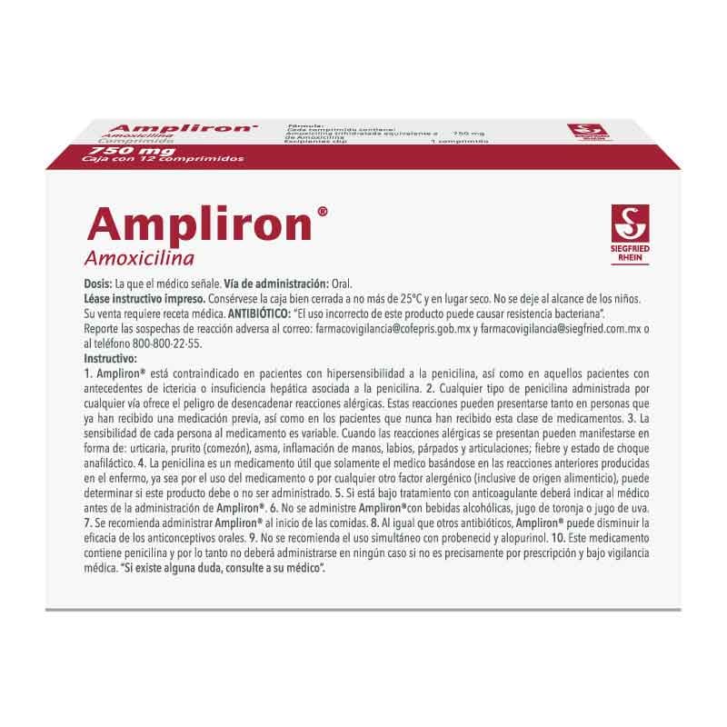 Ampliron 750 Mg Con 12 Comprimidos - Compra en Prixz