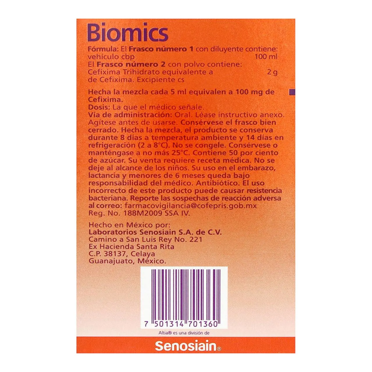 Biomics 100 Mg Con 100 Ml De Suspensión - Compra en Prixz