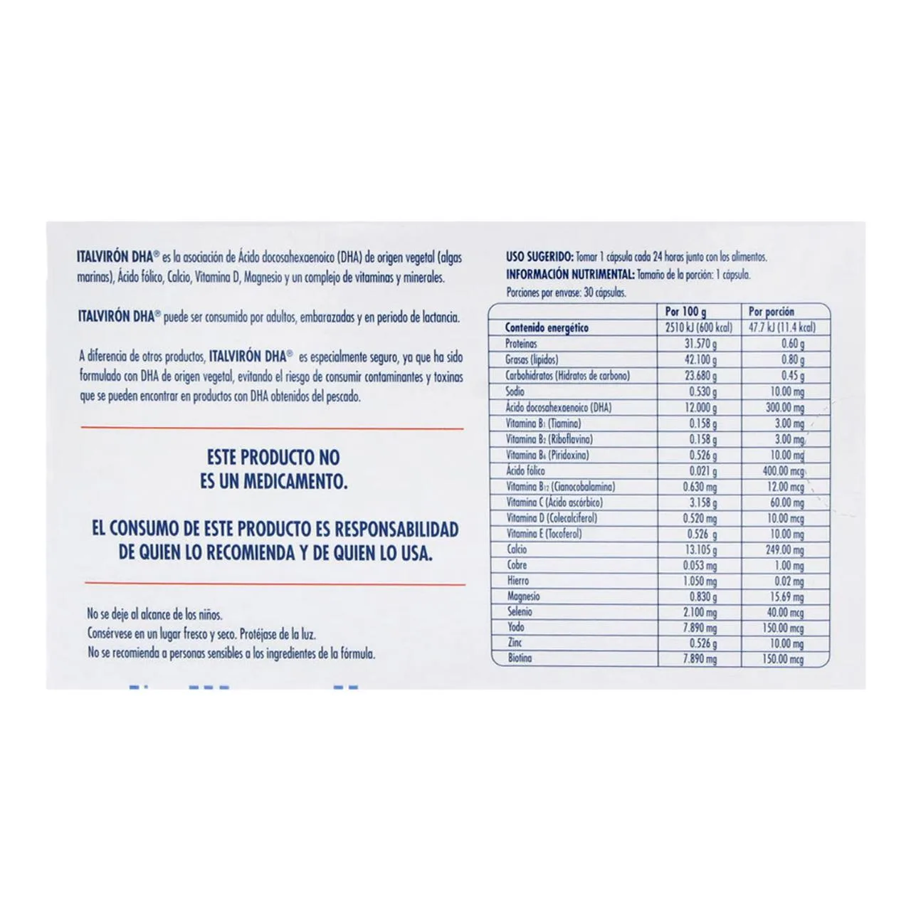 Italvirón Dha Vitaminas, Minerales Suplemento Alimenticio Con 30 ...