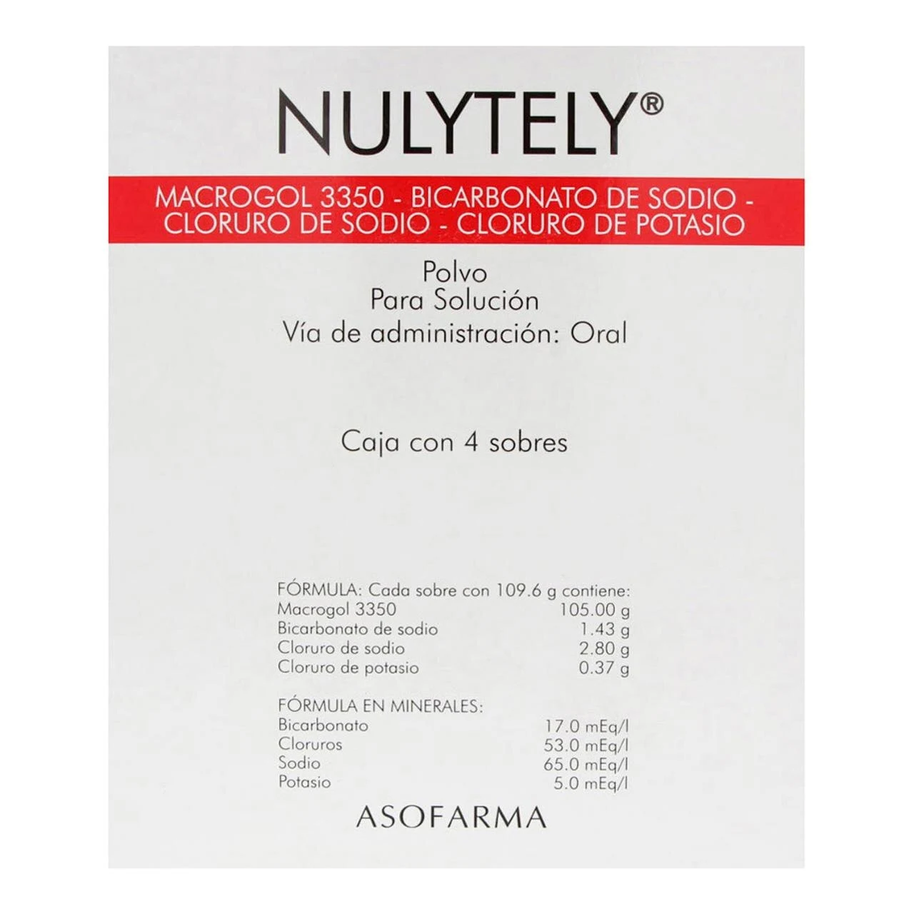 Nulytely 3350 105/1.43/2.80/0.37 G Con 4 Sobres De Polvo - Compra en Prixz