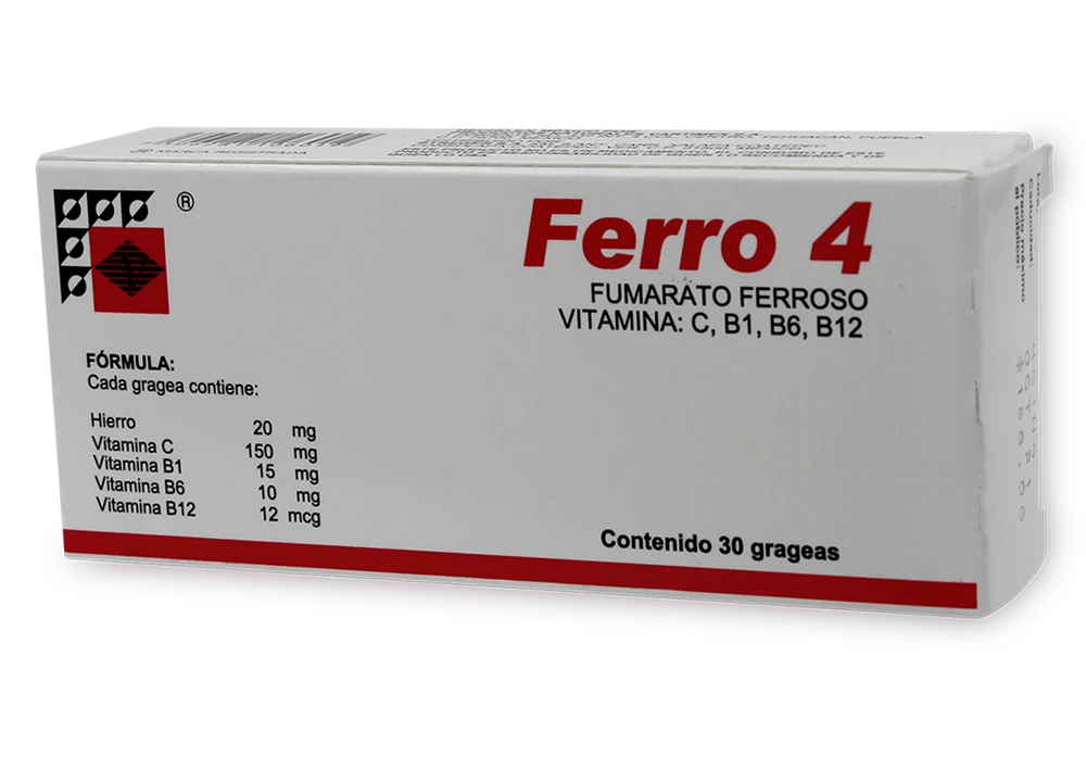 Ferro-4 30 Grageas 300/150/50/10 mg | Suplemento | Prixz