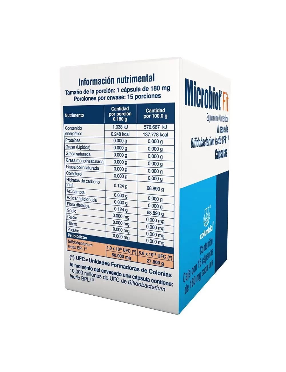 Microbiot Fit Suplemento Alimenticio 180mg Con 15 Cápsulas - Farmacia Prixz