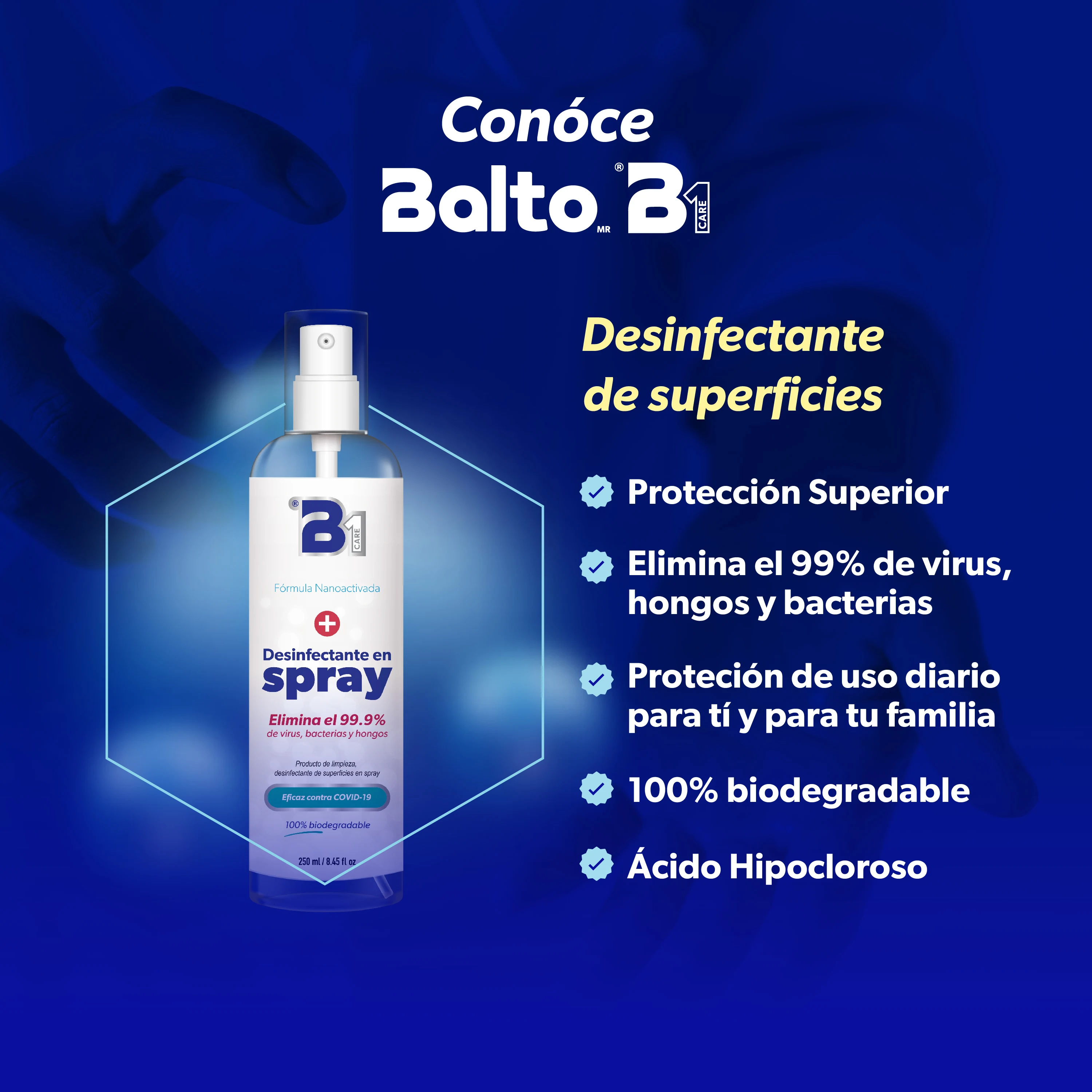 B1 Care Desinfectante En Spray 250 Ml - Farmacia Prixz