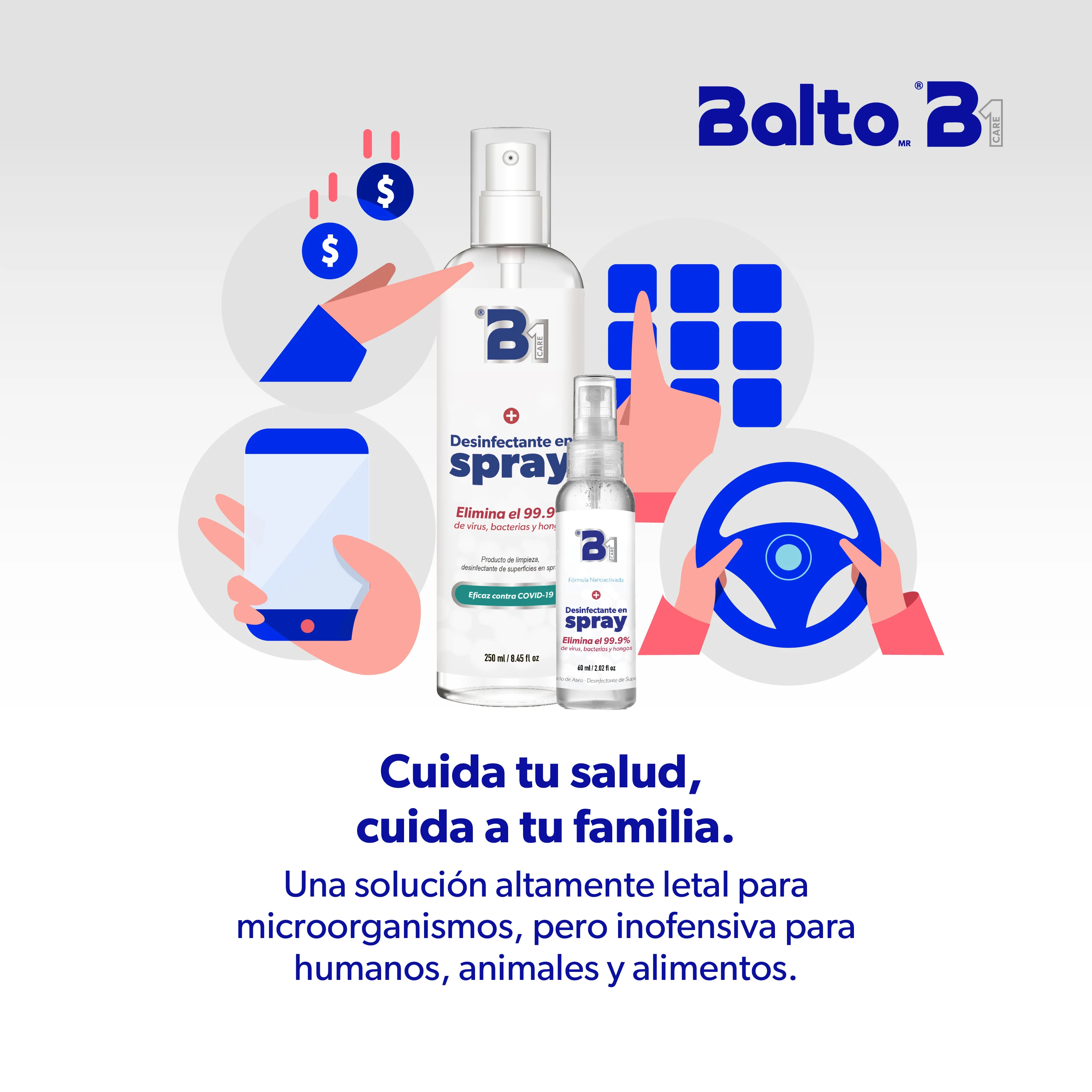 B1 Care Desinfectante En Spray 250 Ml - Farmacia Prixz