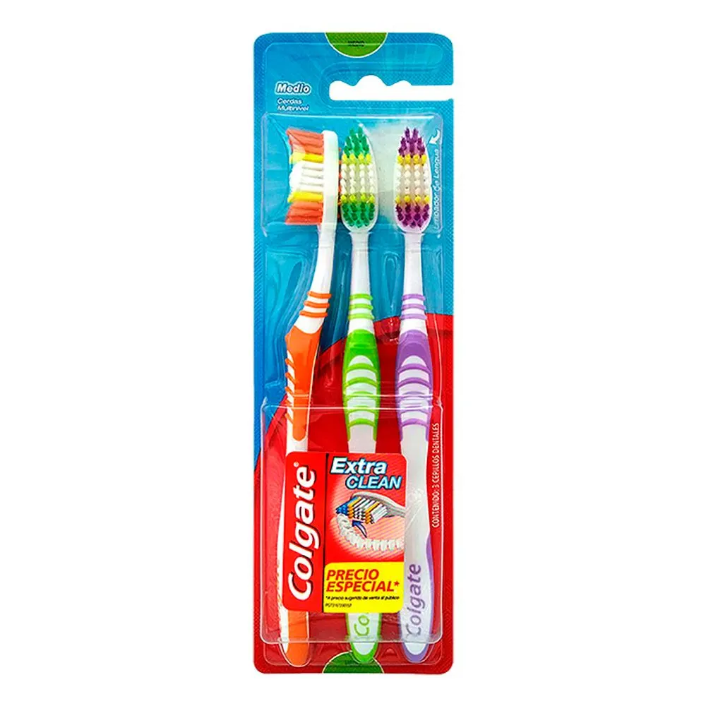 Colgate Extra Clean Cepillo Dental Con 3 Piezas - Compra en Prixz