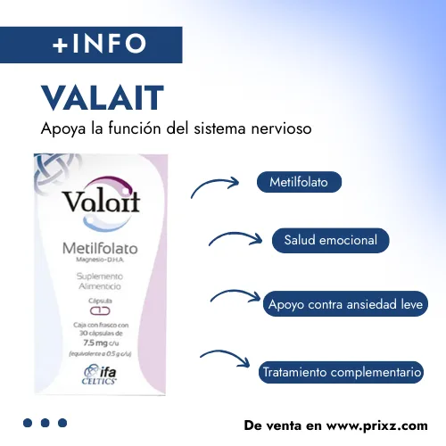 Valait (Metilfolato) 7.5 mg Suplemento 30 Cápsulas Oral