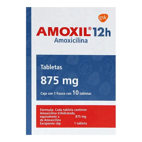 Amoxil 12H 875 mg Tableta C10 – Antibiótico Amplio Espectro