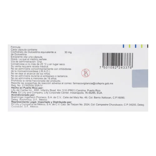 Cymbalta 30 Mg Con 28 Cápsulas Prixz Farmacia Online