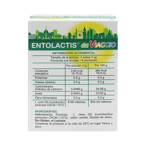 Entolactis Da Viaggio Suplemento Alimenticio Sabor Vainilla Con 14 ...