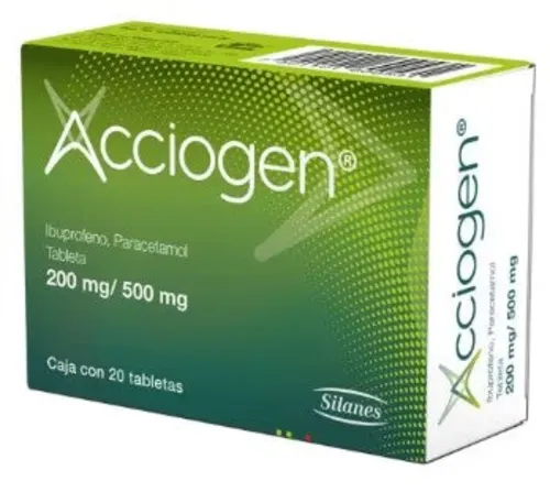 Acciogen Ibuprofeno 200 Mg / Paracetamol 500 Mg Con 20 Tabletas ...