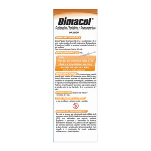 Dimacol 2000/100/200 Mg Solución Pediátrica Sabor Frambuesa Con 60 Ml ...