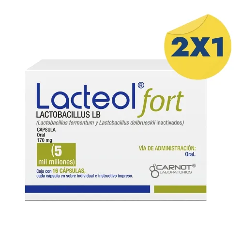 Comprar Lacteol fort lactobacillus Lb 170 mg con 16 Cápsulas 2x1 en Farmacia Prixz