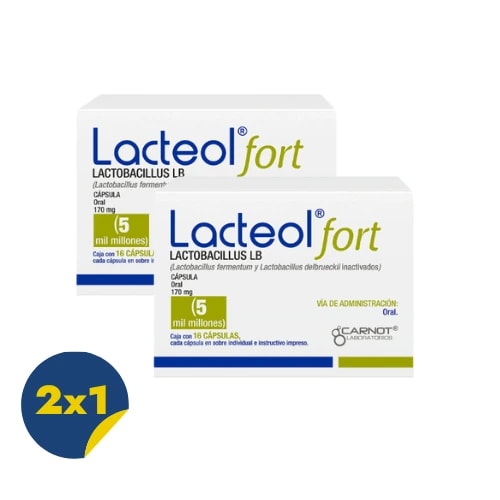 Pack 2x1 Lacteol Fort 170 Mg Con 16 Cápsulas Prixz Farmacia Online