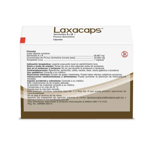 Laxacaps 12/50 Mg Con 30 Cápsulas Prixz Farmacia Online