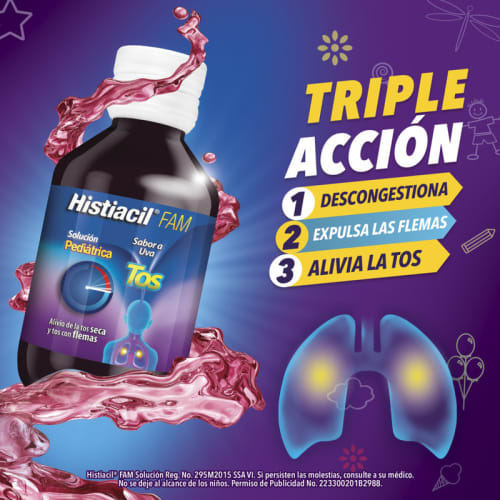 Histiacil FAM Solución Pediátrica Sabor Uva 60 ml | Farmacia Online Prixz
