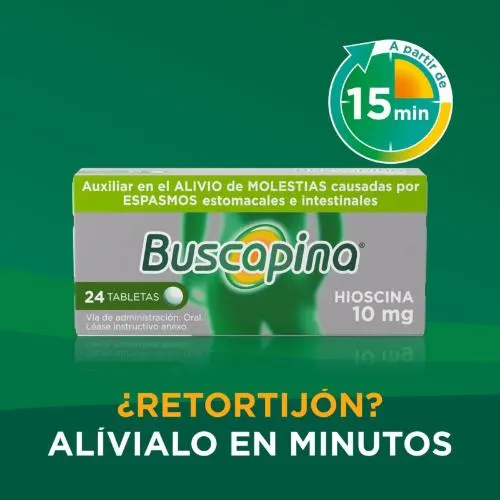 Buscapina 10 mg Tabletas – Tratamiento de espasmos | Precio MX · Prixz