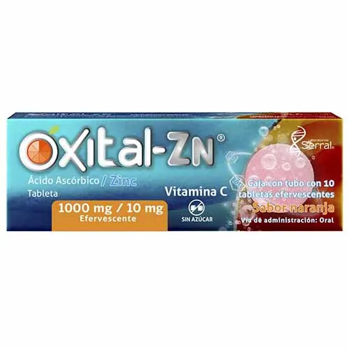 Oxital Zn Ácido Ascórbico Zinc 1000 Mg / 10 Mg Con 10 Tabletas ...