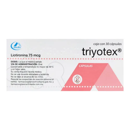 Triyotex 75 Mcg Con 30 Cápsulas | Farmacia Online Prixz