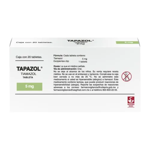 Tapazol 5 Mg Con 20 Tabletas | Farmacia Online Prixz