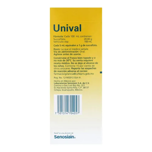 Unival 1 Gr Suspensión Oral 230 Ml | Farmacia Online Prixz