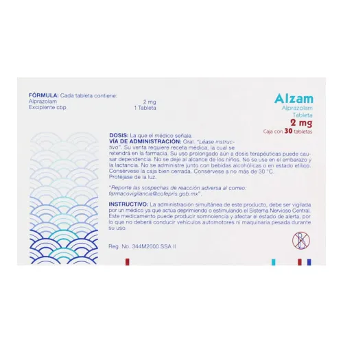 Alzam 2 mg Tabletas C30 - Tratamiento en estados de ansiedad