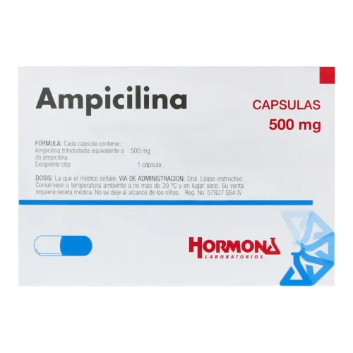 Ampicilina 500 Mg Con 20 Cápsulas (Hormona) | Farmacia Online Prixz