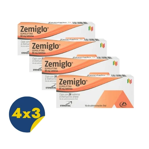 Pack 4X3 Zemiglo 50 Mg Con 28 Tabletas Prixz Farmacia Online