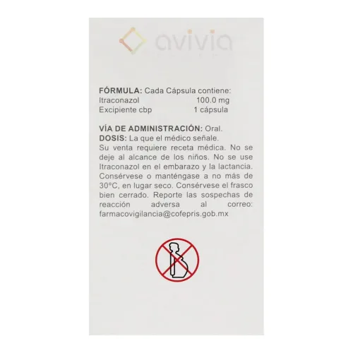 Itraconazol 100 Mg Con 15 Cápsulas (Avivia) Prixz Farmacia Online