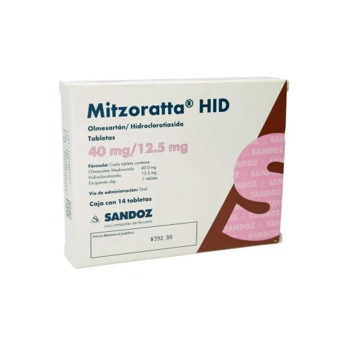 Mitzoratta olmesartán medoxomilo 40 mg hidroclorotiazida 12.5 mg con 14 ...