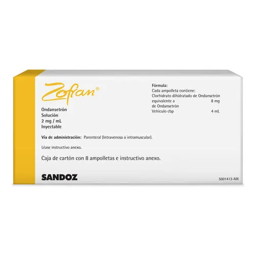 Zofran 8 mg/4 ml Solución Inyectable – Control de náuseas