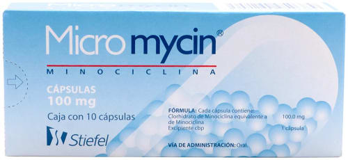 Comprar Micromycin minociclina 100 mg con 10 cápsulas en Farmacia Prixz
