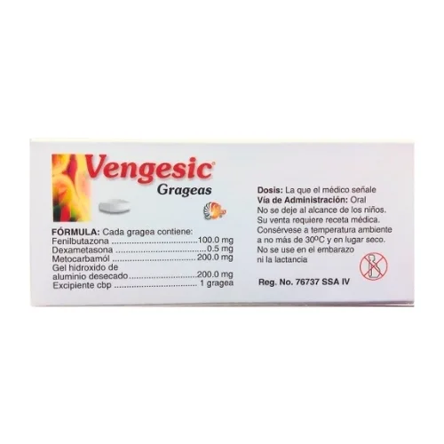 VENGESIC Grageas 200/100 MG – Espasticidad Muscular