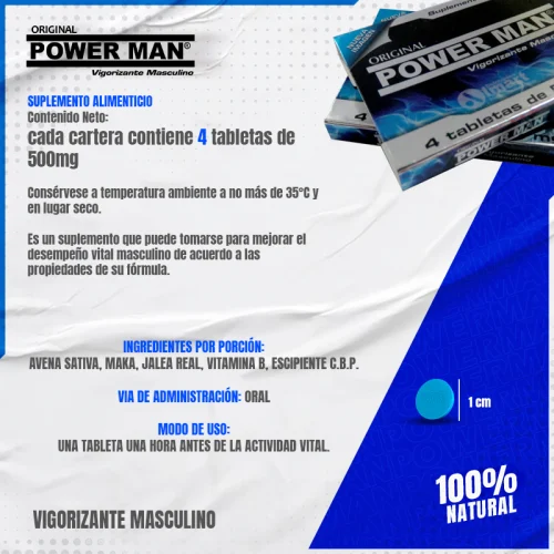 Power Man Vigorizante Masculino 4 Carteras De 4 Tabletas Prixz Farmacia ...