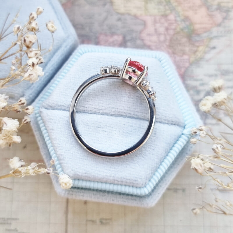 Lab grown padparadscha sapphire and diamond floral ring | Aardvark ...