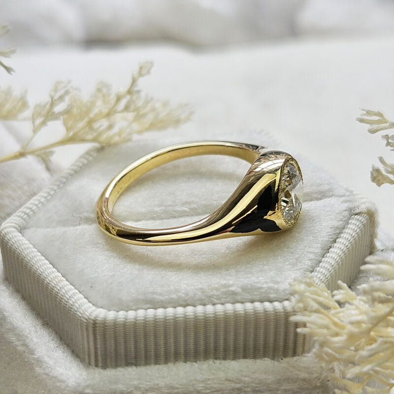 Black enamel Victorian inspired lab diamond signet ring | Aardvark Jewellery